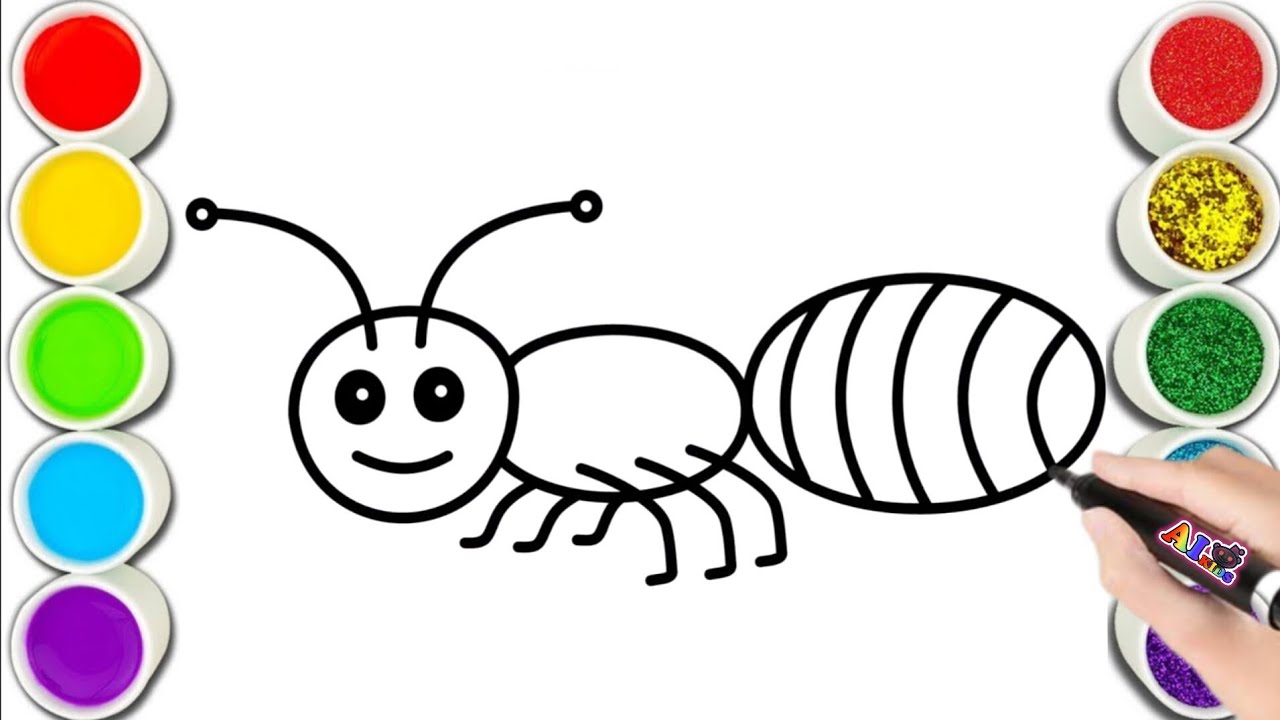 Ant Drawing, Coloring & Painting for Kids, Toddlers - YouTube