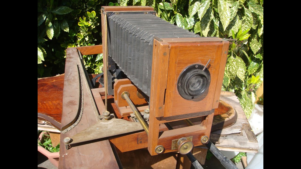 Antique Large Format Wood Tailboard Plate Folding Camera With Bellows ...