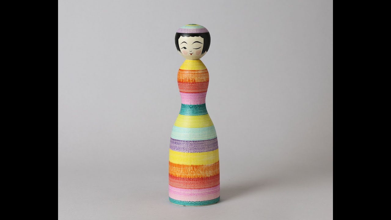 Teruyuki HIRAGA | Sendan kokeshi, colorful striped pattern | Sakunami ...