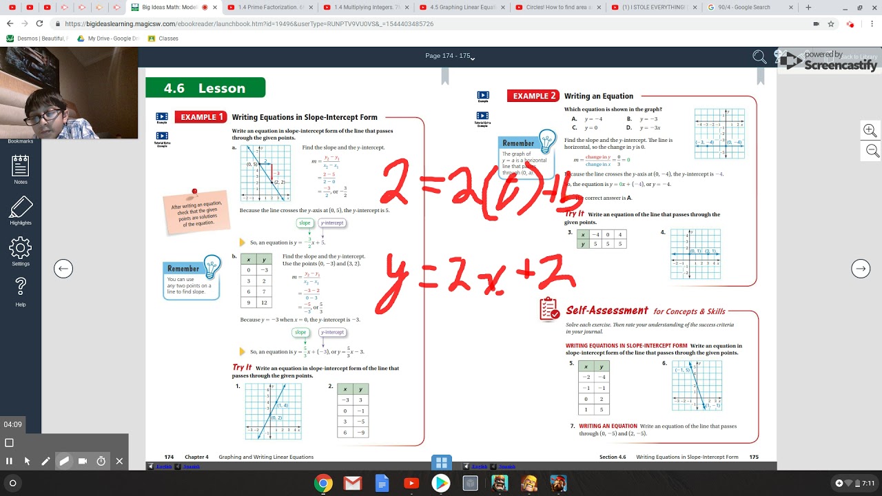 4.6 Graphing Linear Equations In Slope-Intercept Form. 8M - YouTube