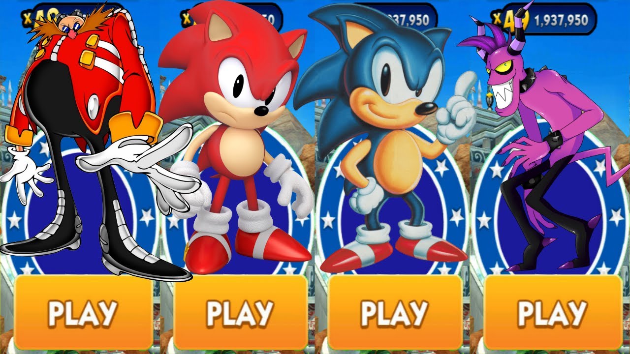 Sonic Dash - Red Classic Sonic vs Blue Classic Sonic defeat All Bosses ...