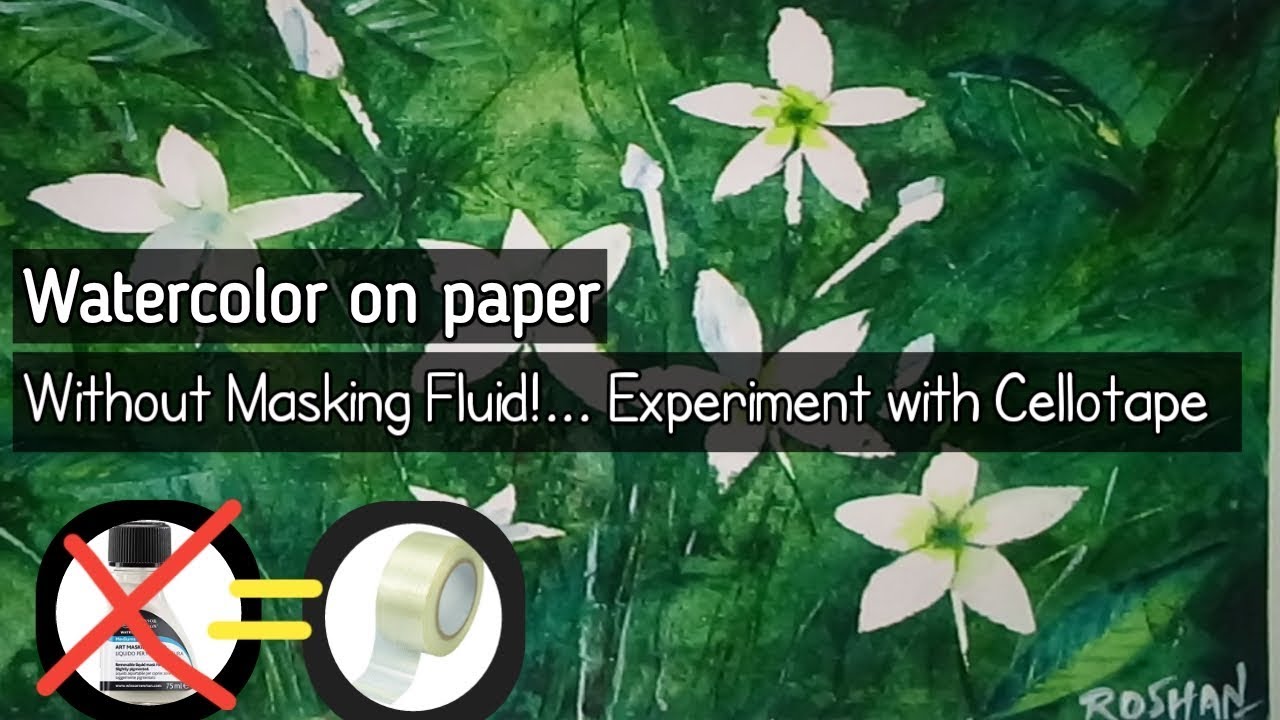 How to use Cellotape for Masking shapes in watercolor art|| easy flower ...