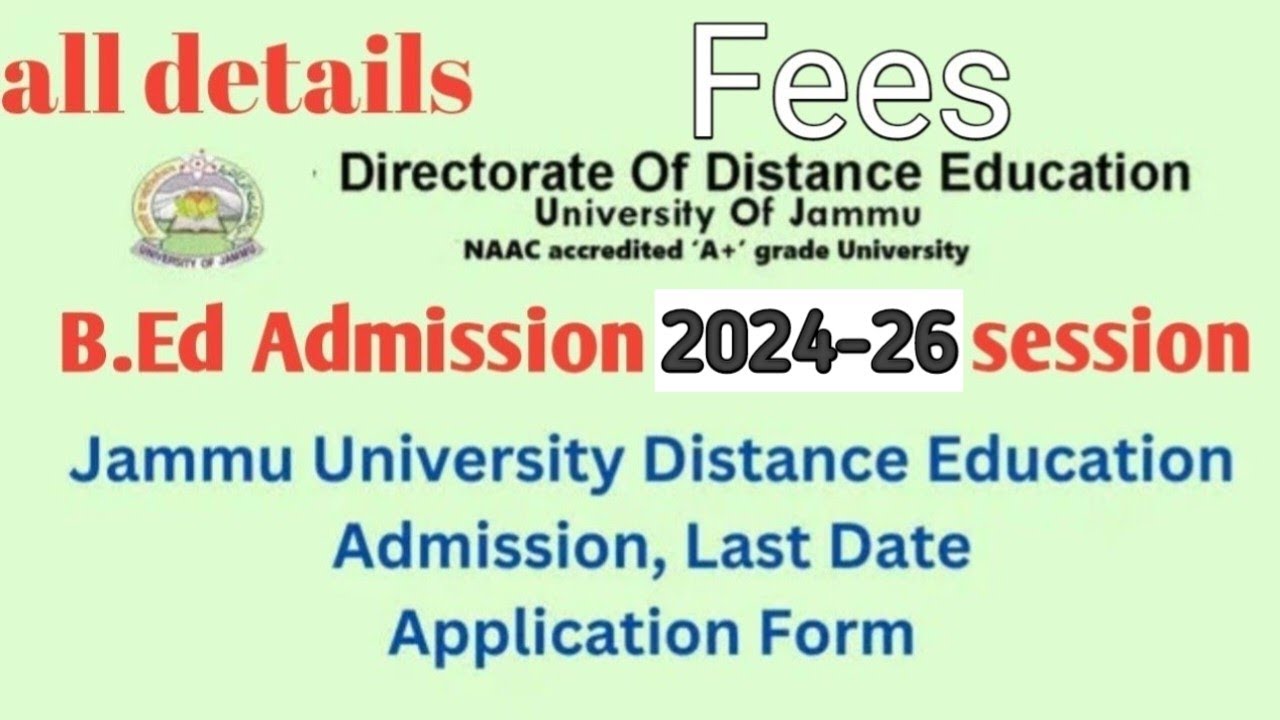 Jammu University Distance B.Ed | Admission | Fee | Last date of ...