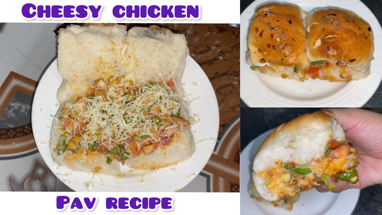 Crispy cheesy Chicken pav in pan | No oven Cheesy Chicken Pav |Easy ...