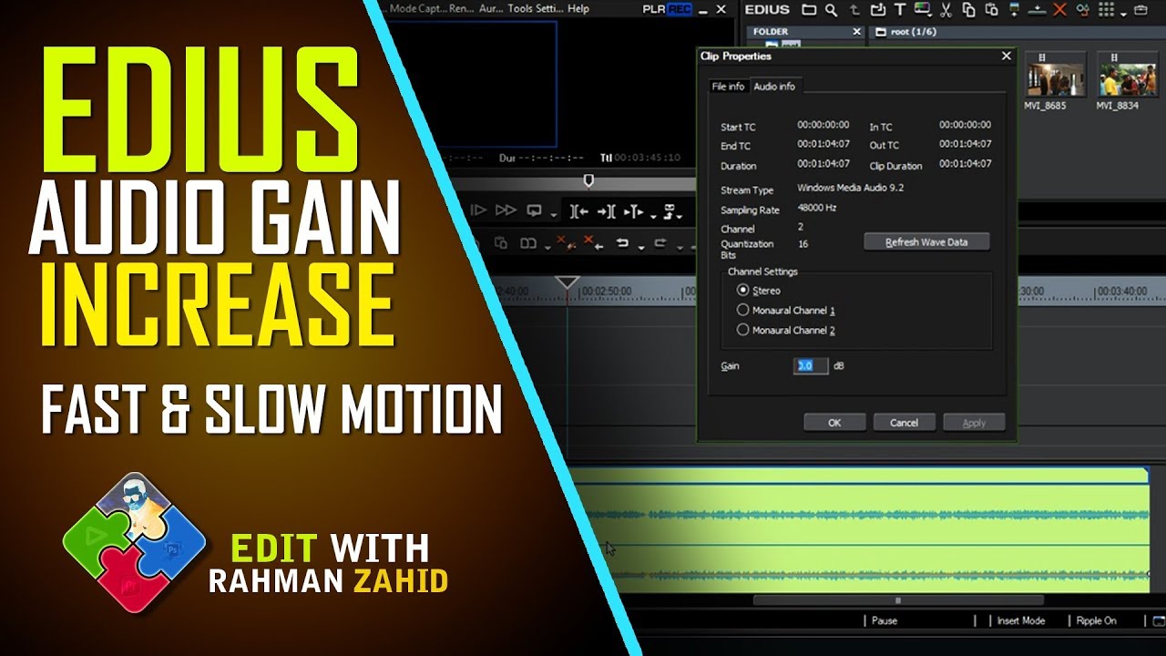 How to increase audio gain in Edius | Slow fast shortcut command in ...