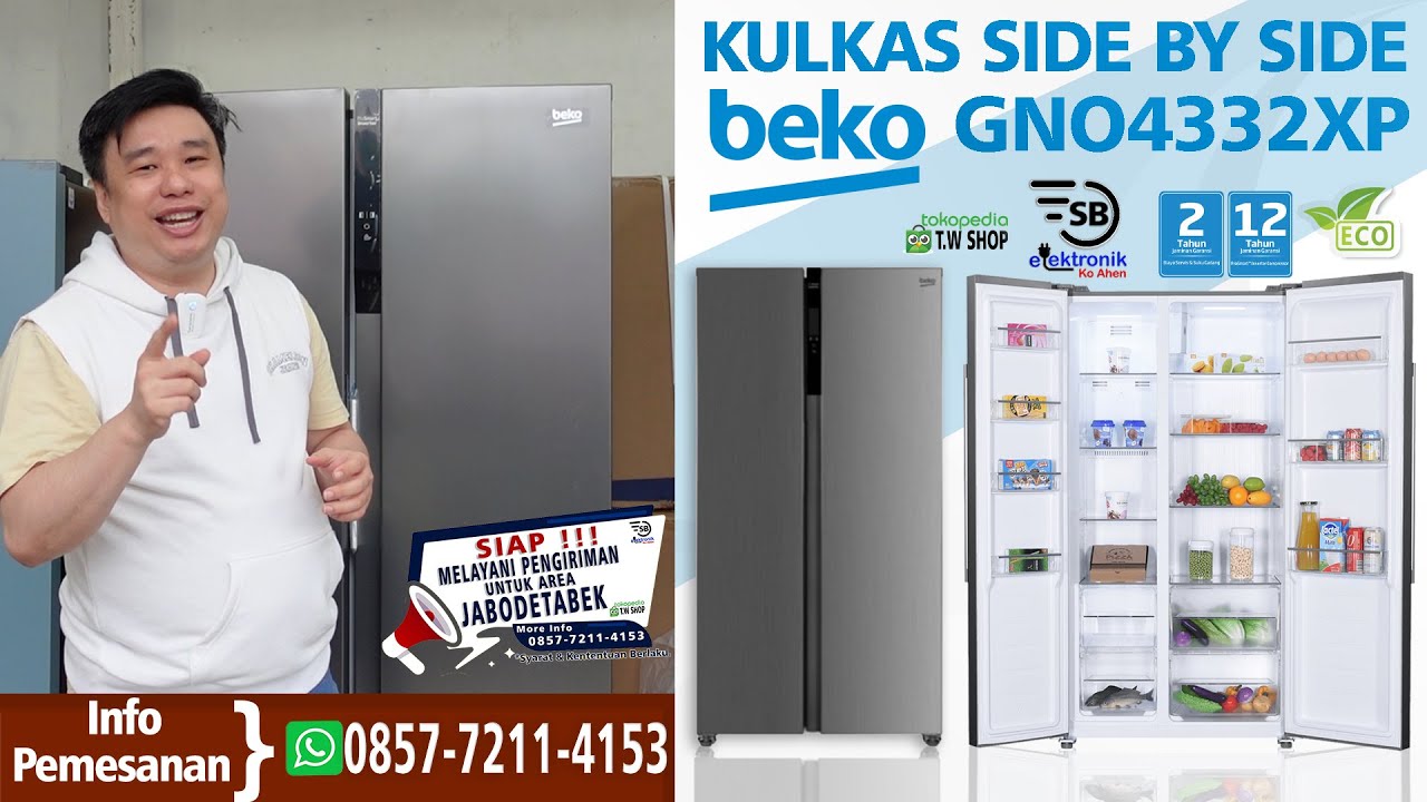 KULKAS SIDE BY SIDE BEKO GNO4332XP Kelas Eropa Kualitas Segalanya - YouTube