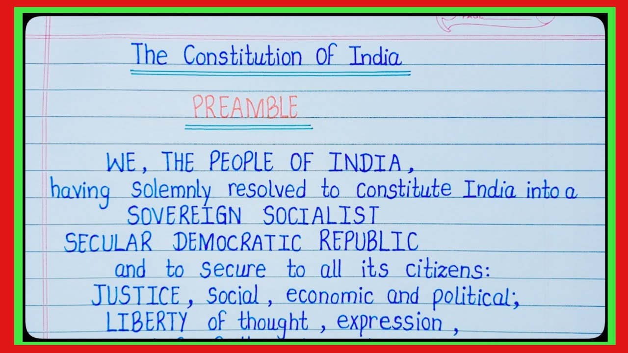 Preamble of Constitution/Preamble of Indian Constitution/Preamble Of ...