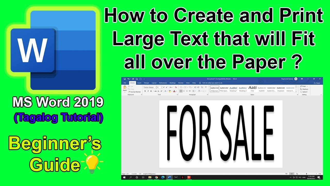 Create And Print Large Text That Will Fit All Over The Paper Using MS Create And Print Large Text That Will Fit All Over The Paper Using MS
