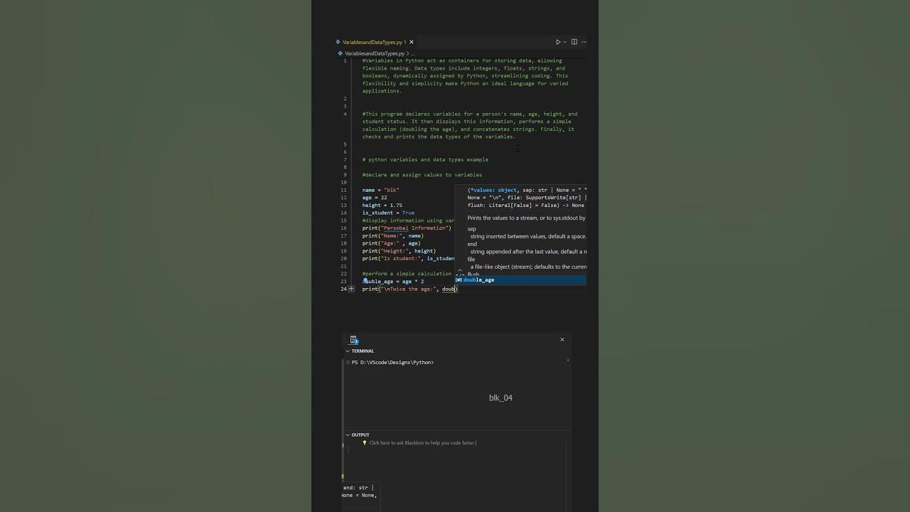Python Variables and Data Types Explained Example 1| Python tips and ...