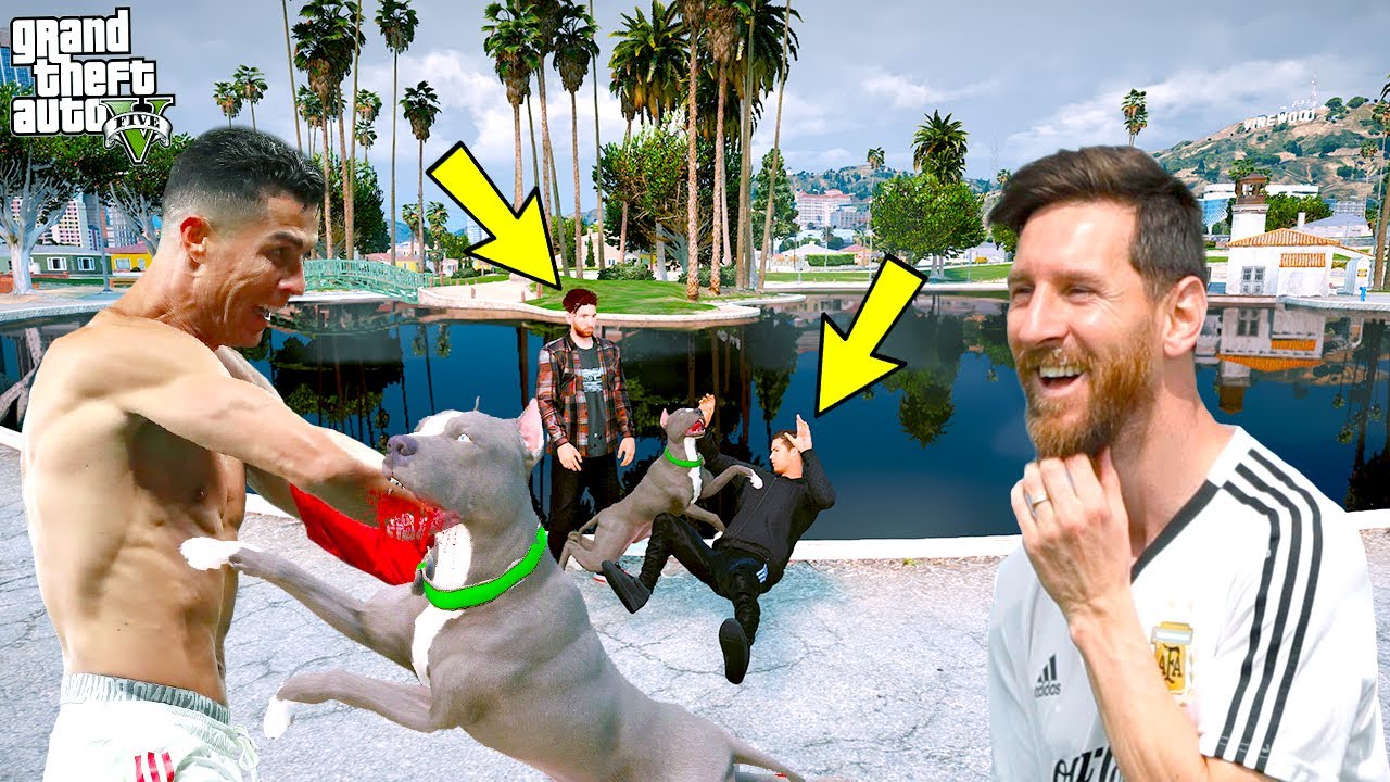 RONALDO MESSİ'Yİ TROLLERKEN YAVRU PİTBULL SALDIRIYOR! 😂 - GTA 5 - YouTube