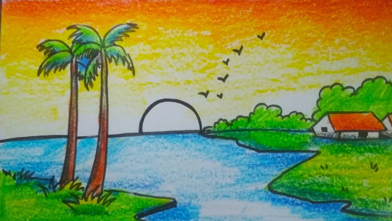 Very Easy Scenery Drawing on YouTube || How to Draw Easy Scenery || How ...