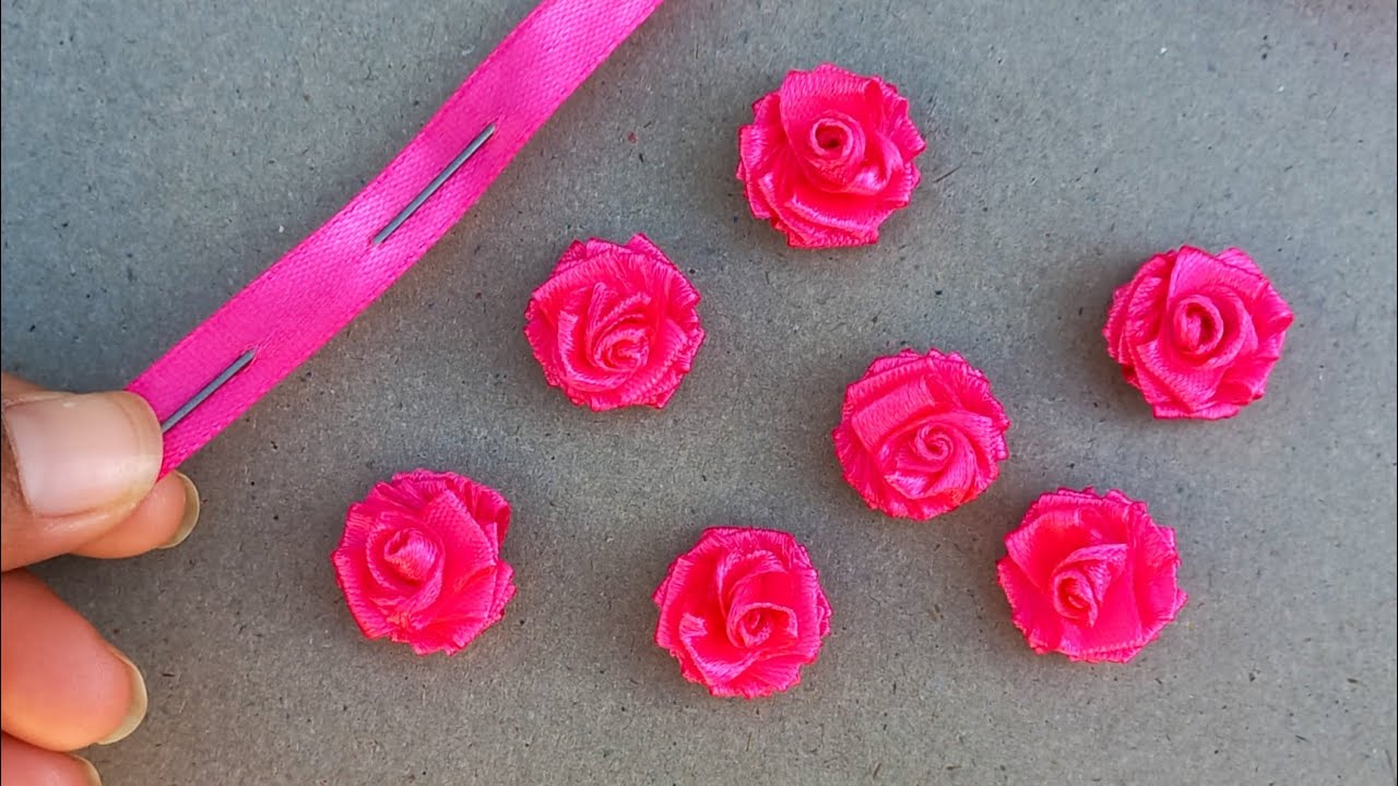 Super Easy Ribbon Flower Making - Hand Embroidery Amazing Trick with ...