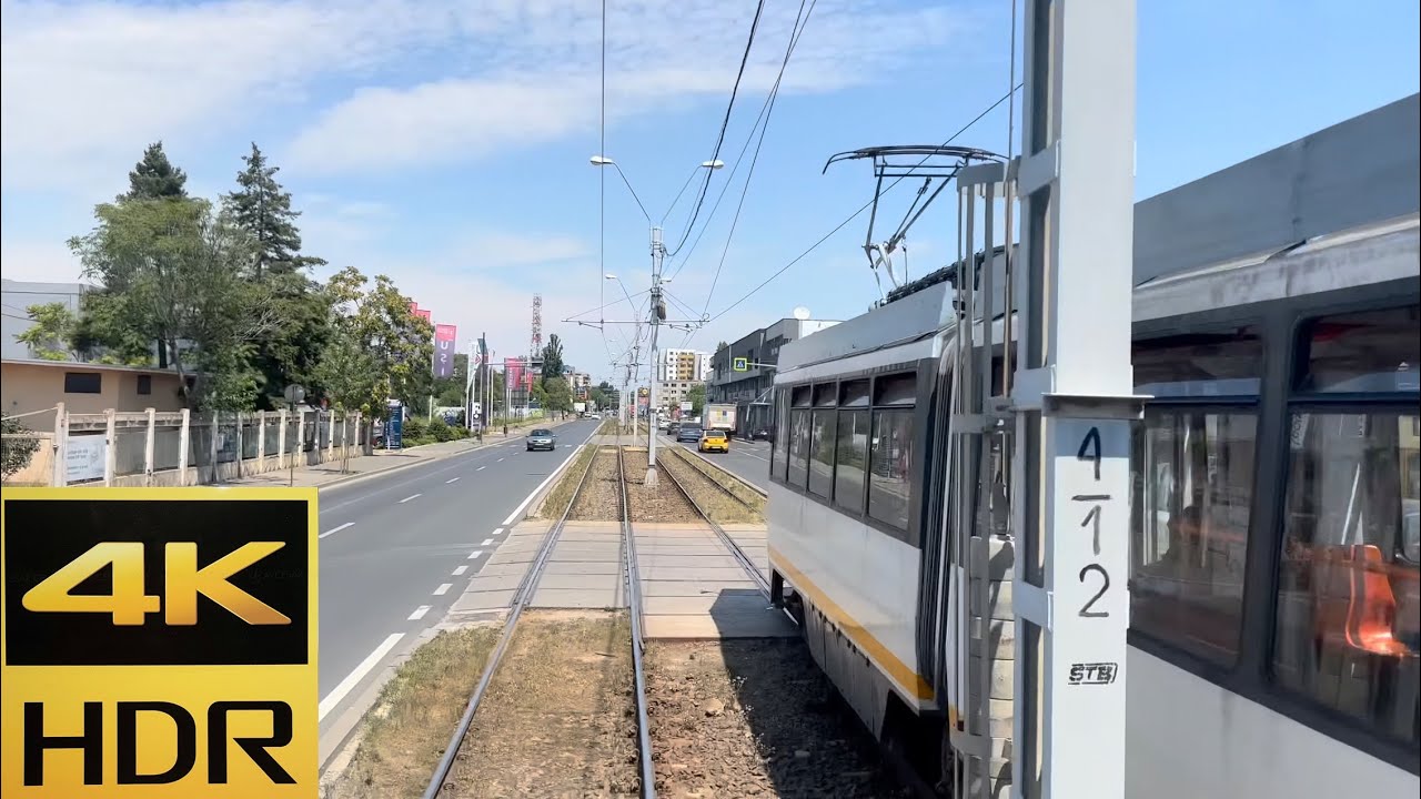 [4K 60fps HDR]Bucharest STB-Backview on Tram Line 25(Part 2)/Linia 25 ...