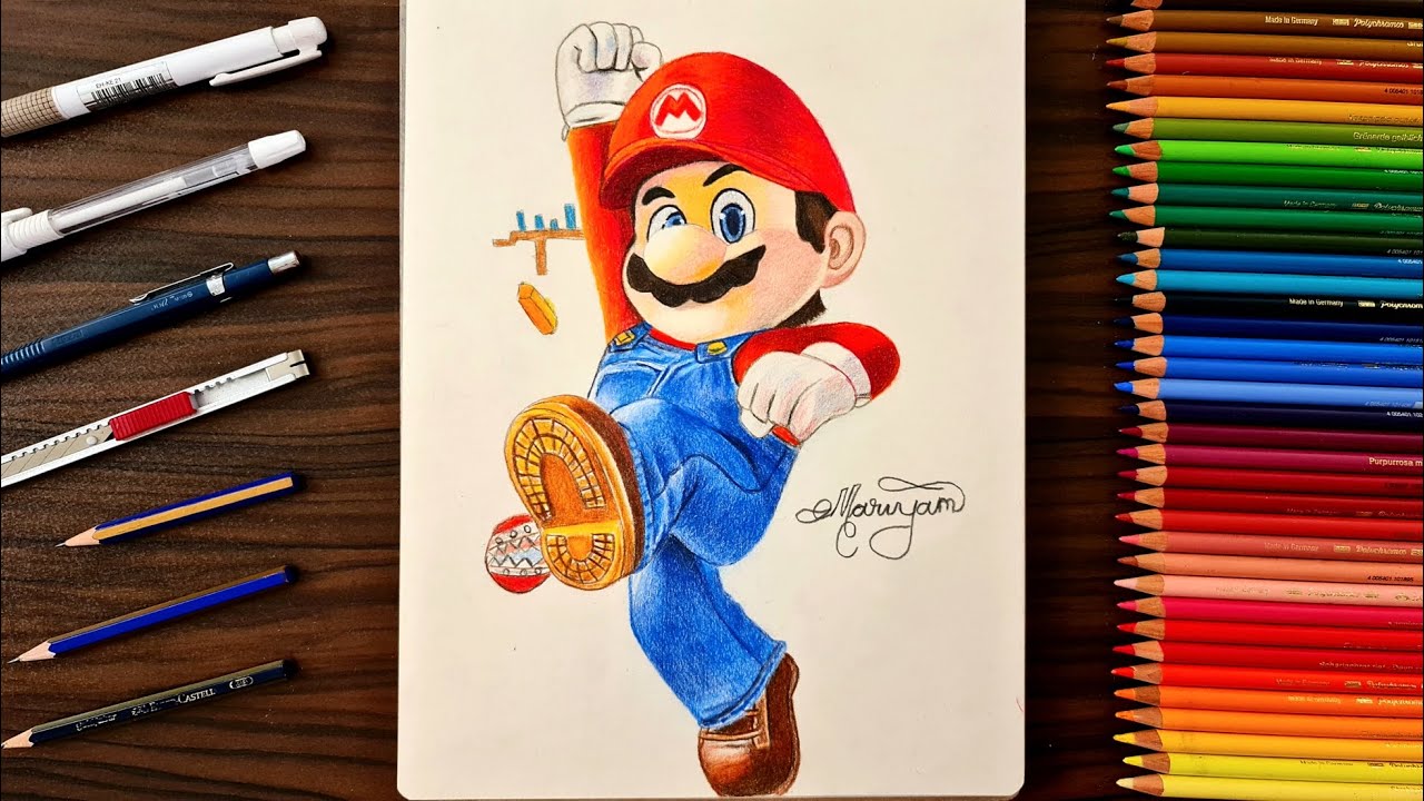 Mario || Drawing Super Mario Bros with colored pencils || Speed Drawing ...