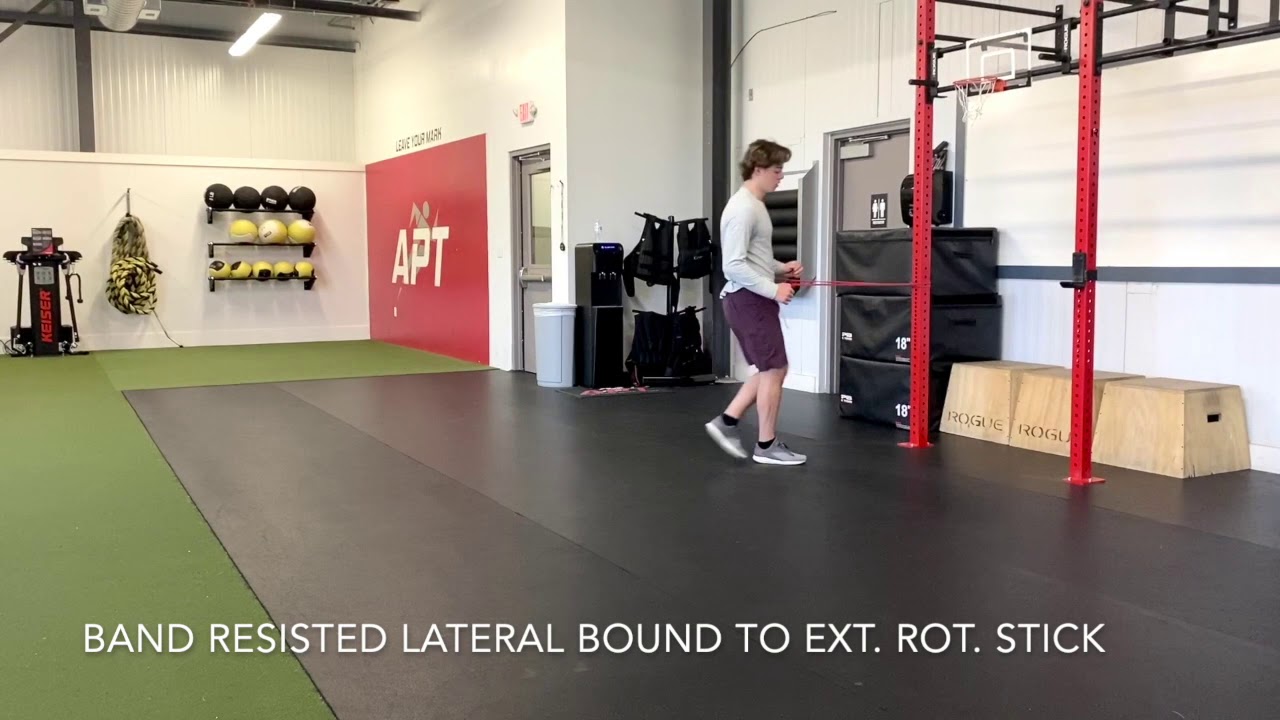 BAND RESISTED LATERAL BOUND TO EXT. ROT. STICK - YouTube