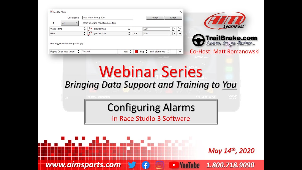 1-14 Configuring Alarms in Race Studio 3 - Live Webinar with Matt ...