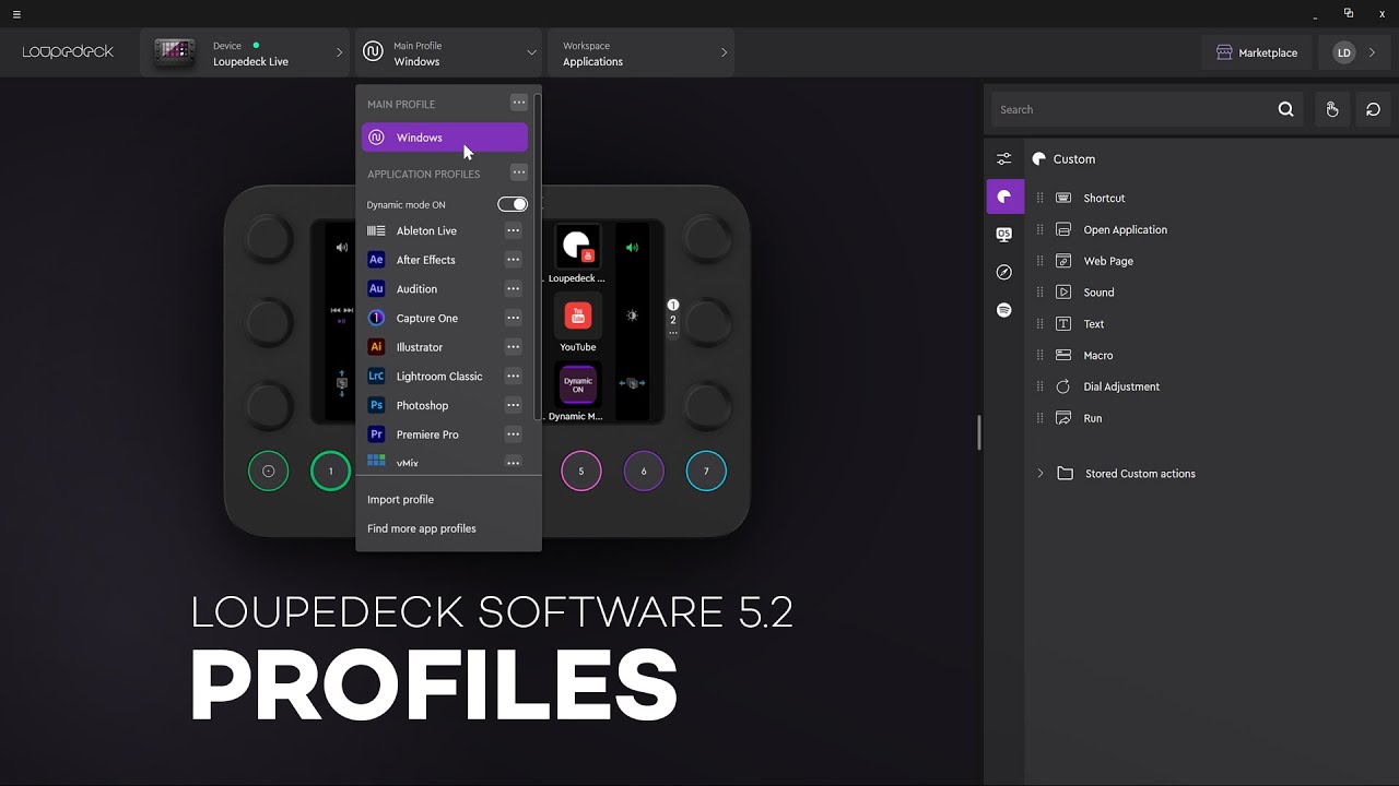 Loupedeck Software 5.2 - Profiles - YouTube