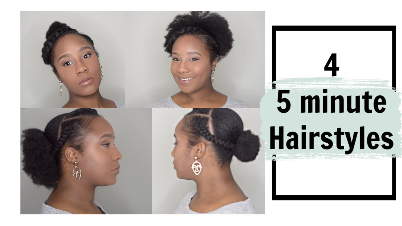 4 Fast and Easy Natural Hairstyles in under 5 minutes| Cute 4b, 4b ...
