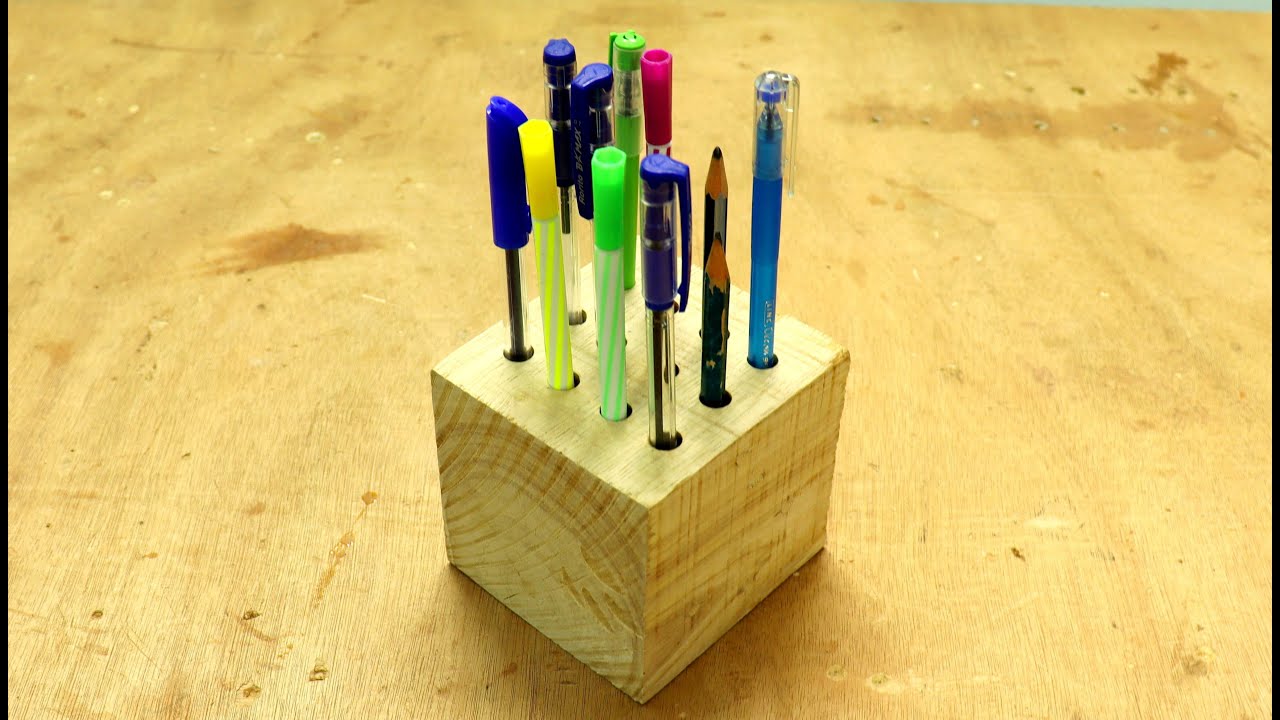 How to Make a Pen holder| Simple Pencil Stand | Scrap wood Projects ...