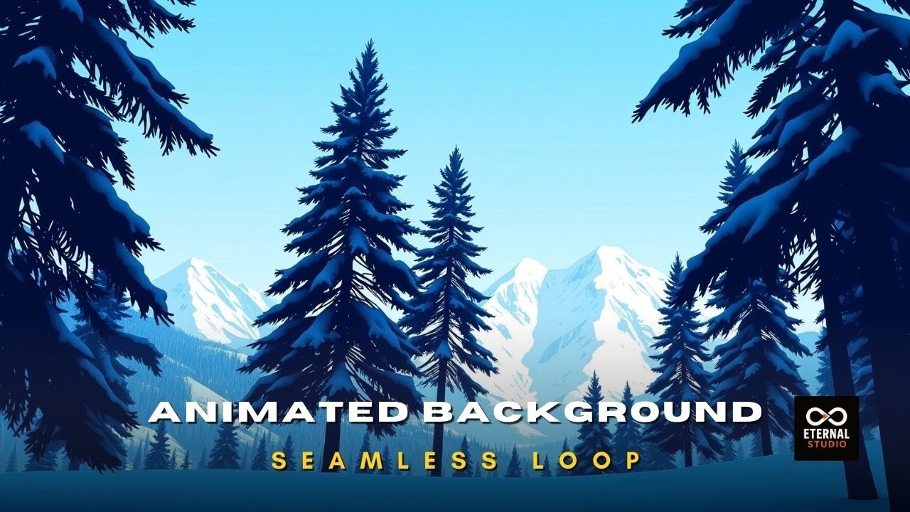 Animated Background - Winter Snowy Forest | Frozen Pine Trees Mountains ...