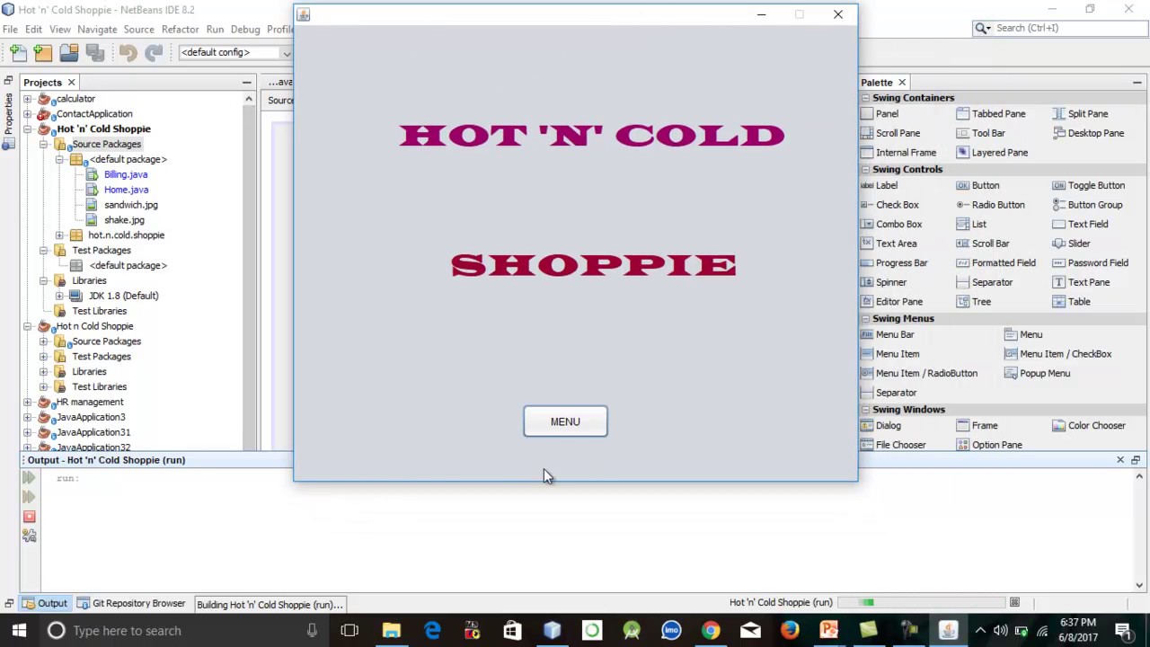 RESTAURANT BILLING SYSTEM | "HOT 'N' COLD SHOPPIE | NETBEANS | JAVA ...