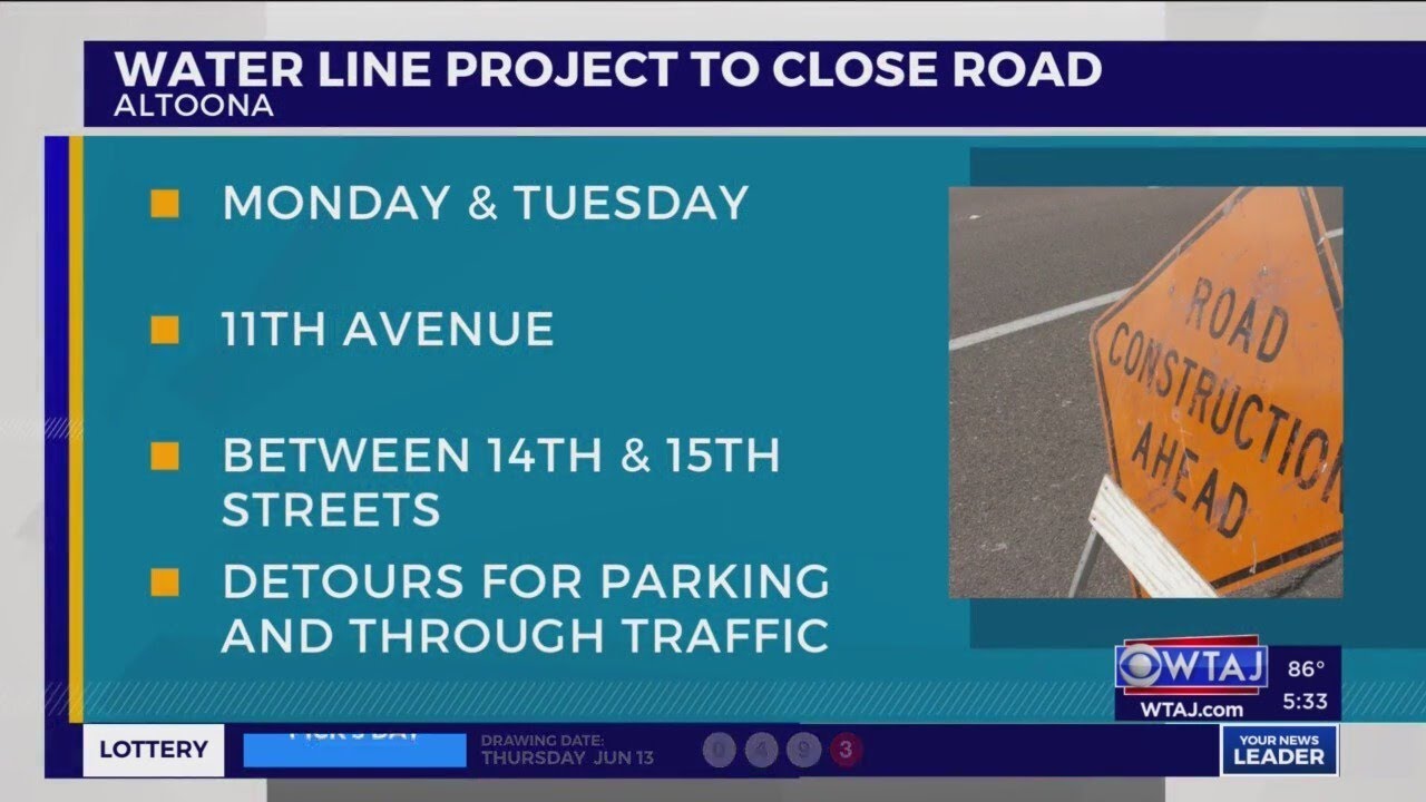 Water line project in Altoona to close areas of 11th Avenue - YouTube