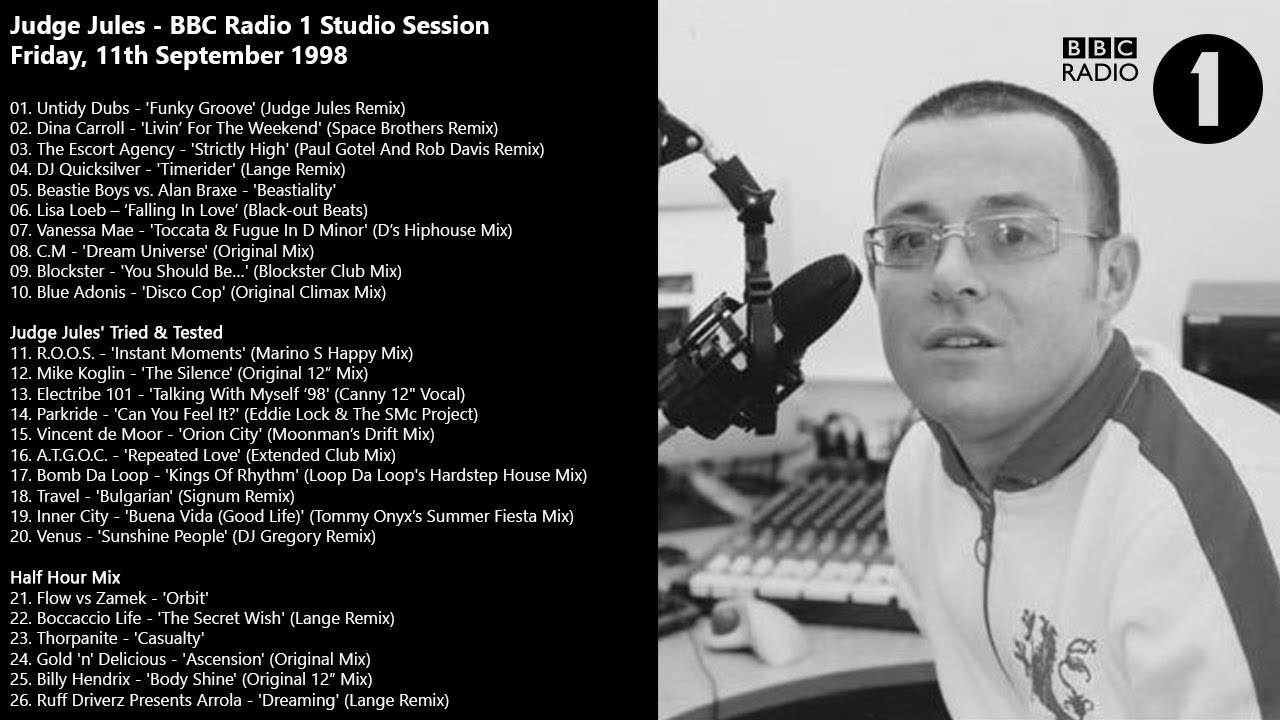 Judge Jules - BBC Radio 1 Friday Studio Session - 11 September 1998 ...
