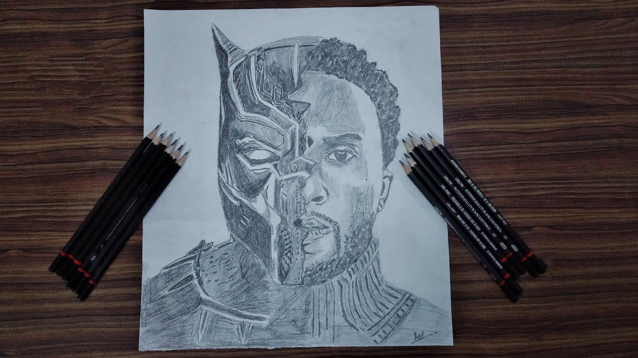 Drawing Chadwick Boseman - black panther - ||ART BY MIHIR - YouTube