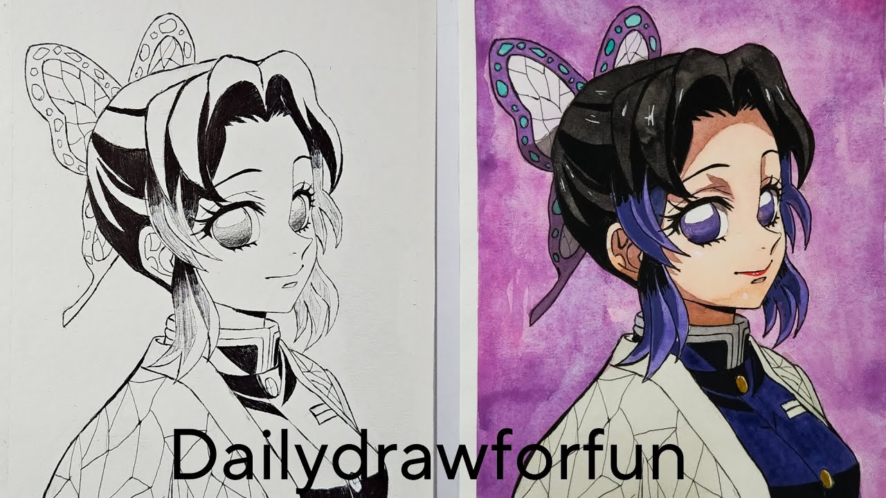 How to draw Shinobu Kocho| Demon Slayer | SpeedPaint | Tutorial - YouTube