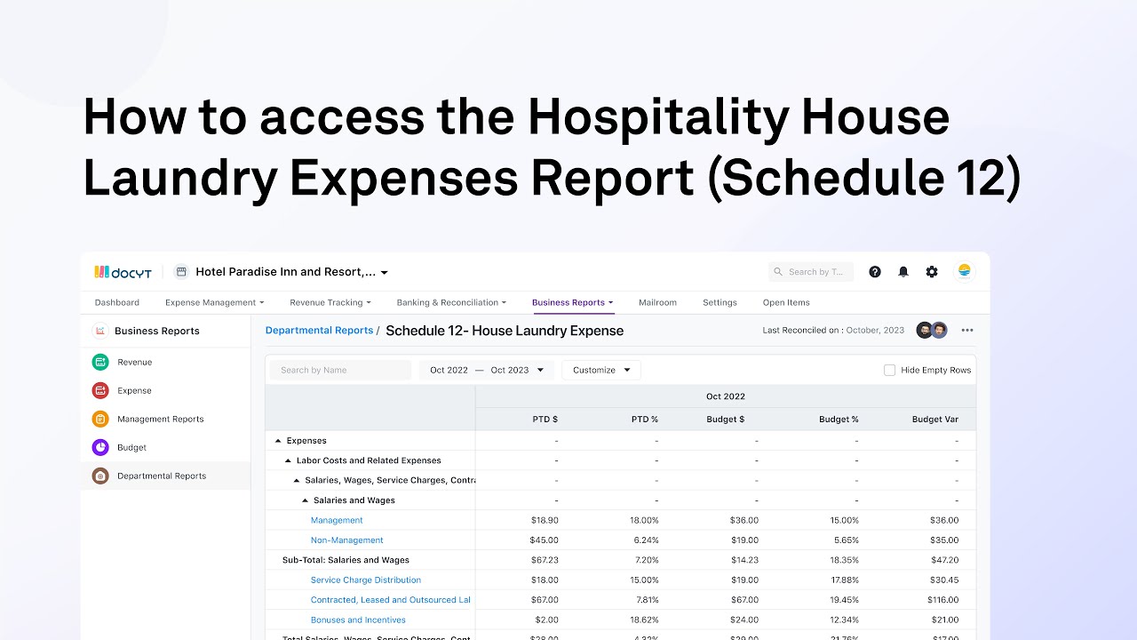 Hospitality House Laundry Expenses Report ( USALI Schedule 12) - YouTube