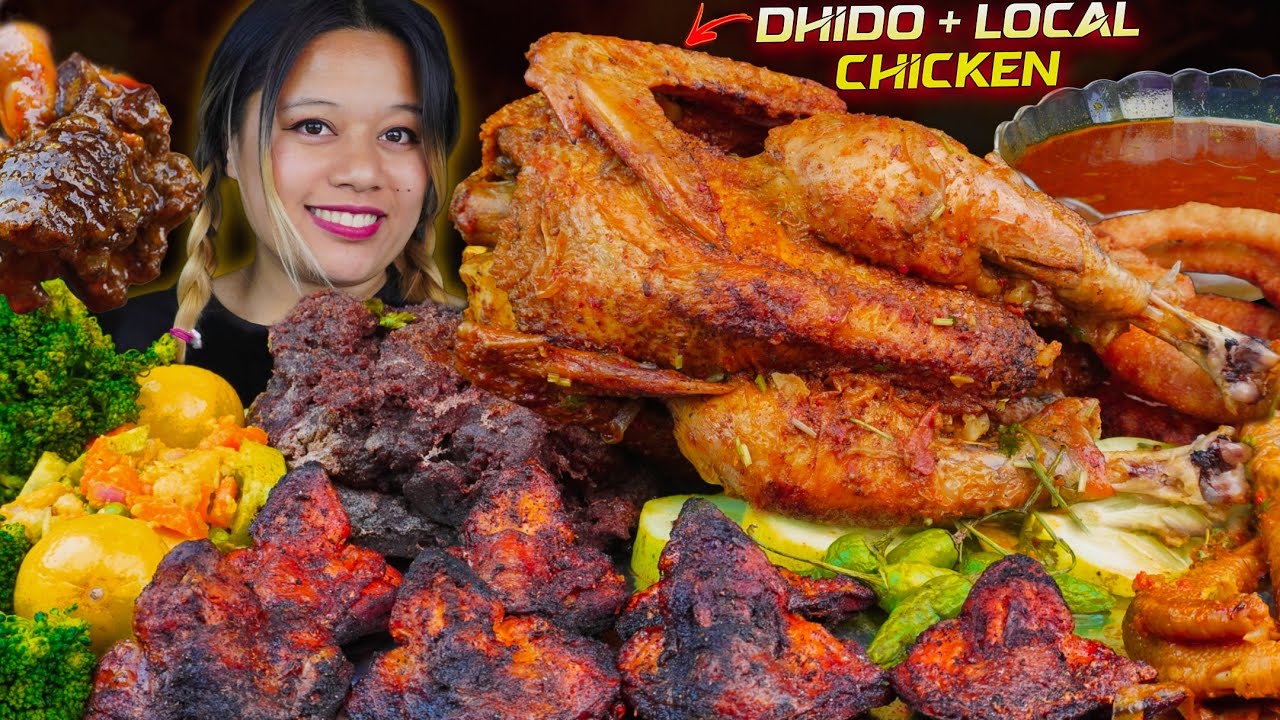 🔥Local Kodo ko Dhido & Whole Local Chicken Mukbang | Eating Chicken ...