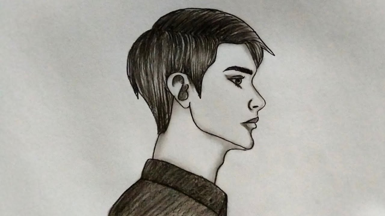 Easy Man Drawing Step by Step || How to Draw a Man from the Side ...