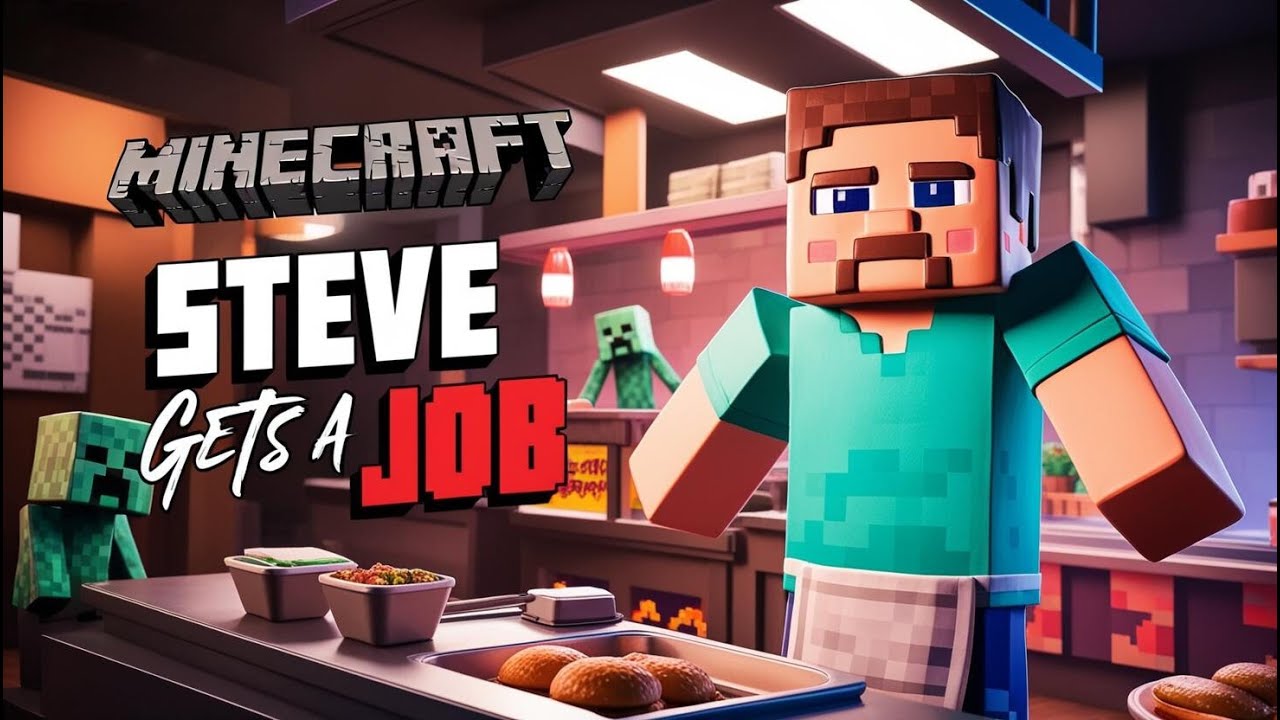 Minecraft Steve Gets A Fast Food Job and becomes the Fry Guy! Music ...