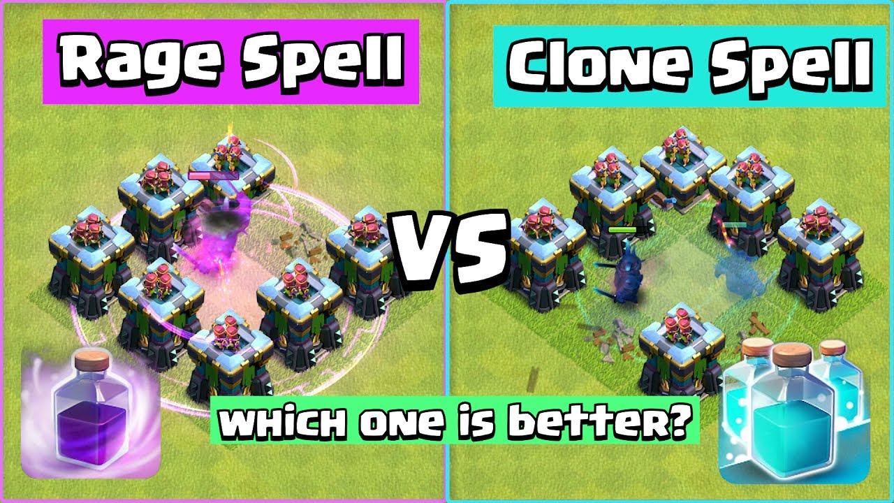 Rage Spell VS Clone Spell | Clash of Clans - YouTube