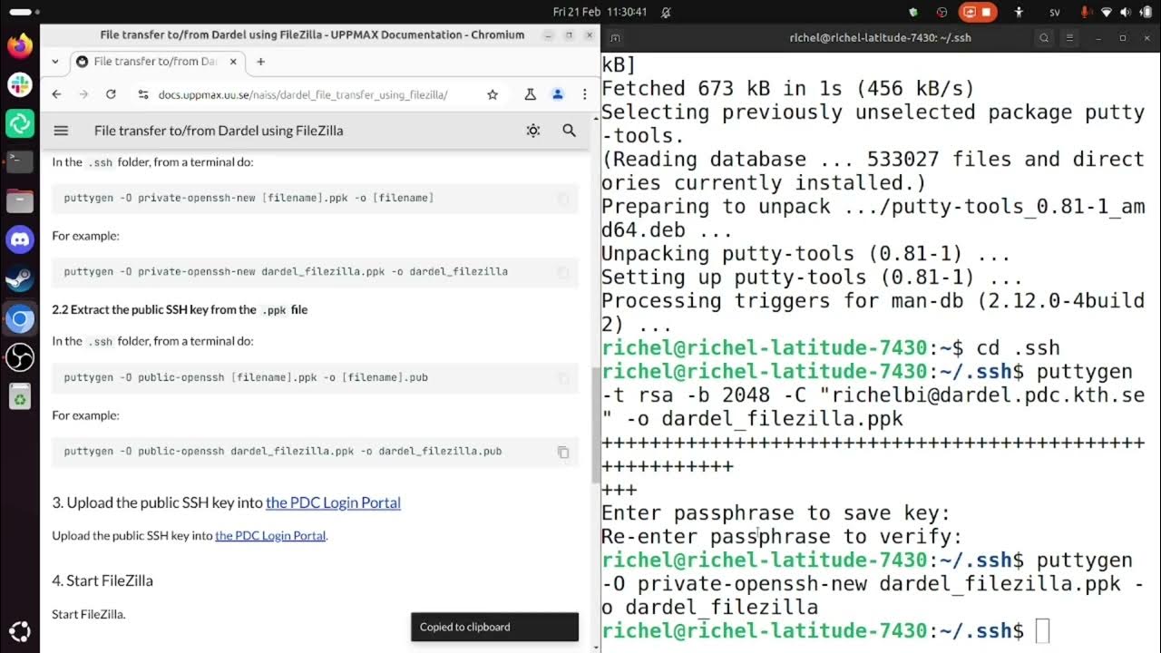 File transfer to/from Dardel using FileZilla - YouTube