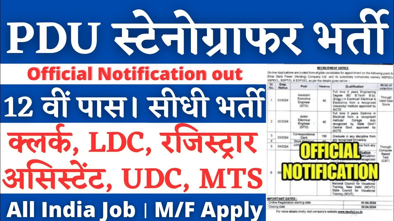PDUNIPPD Non Teaching Recruitment 2024 🔴 Stenographer Vacancy 2024 🔴 # ...