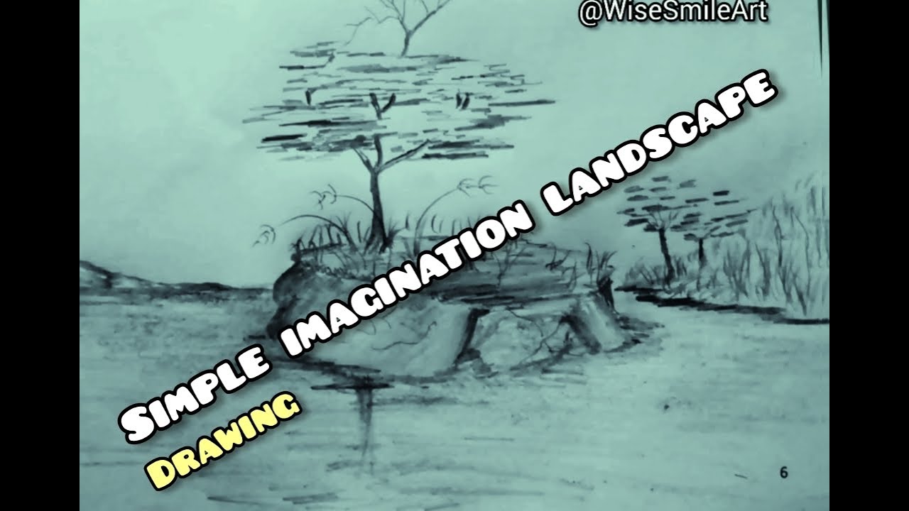 How to draw a simple imagination landscape - YouTube