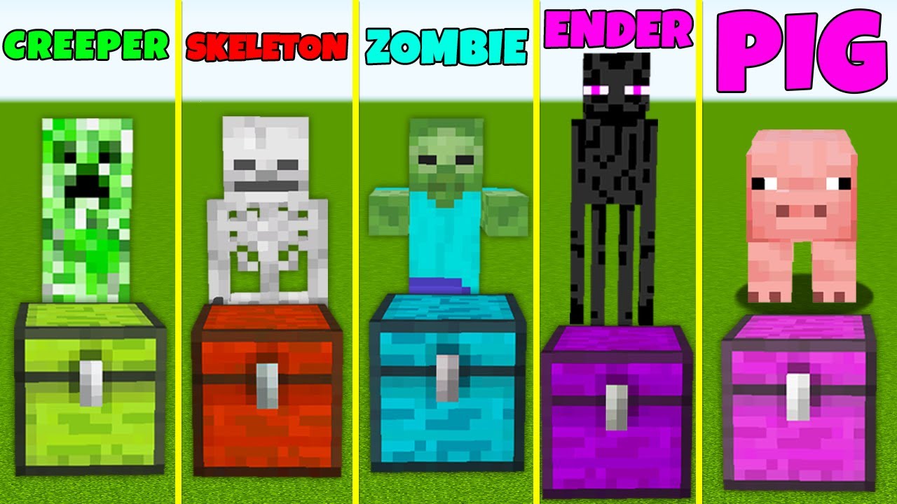 Minecraft CHEST ZOMBIE ENDERMAN CREEPER SKELETON PIG How to Play - YouTube