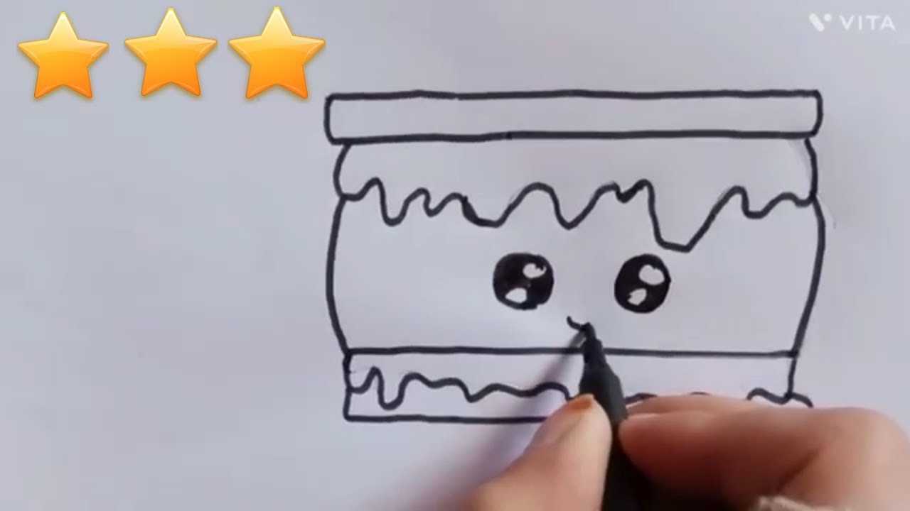How to Draw an Easy Ice Cream Sandwich - YouTube