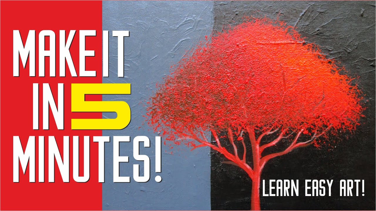 LEARN EASY ACRYLIC PAINTING IN 5 MINUTES / RED TREE ART / SPONGE ...
