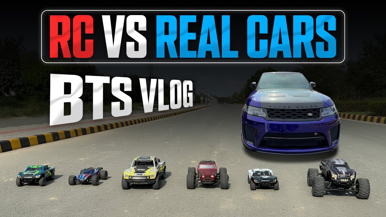 RC Cars vs Real Cars - Behind the Scenes of Thrilling Drag Race! - YouTube