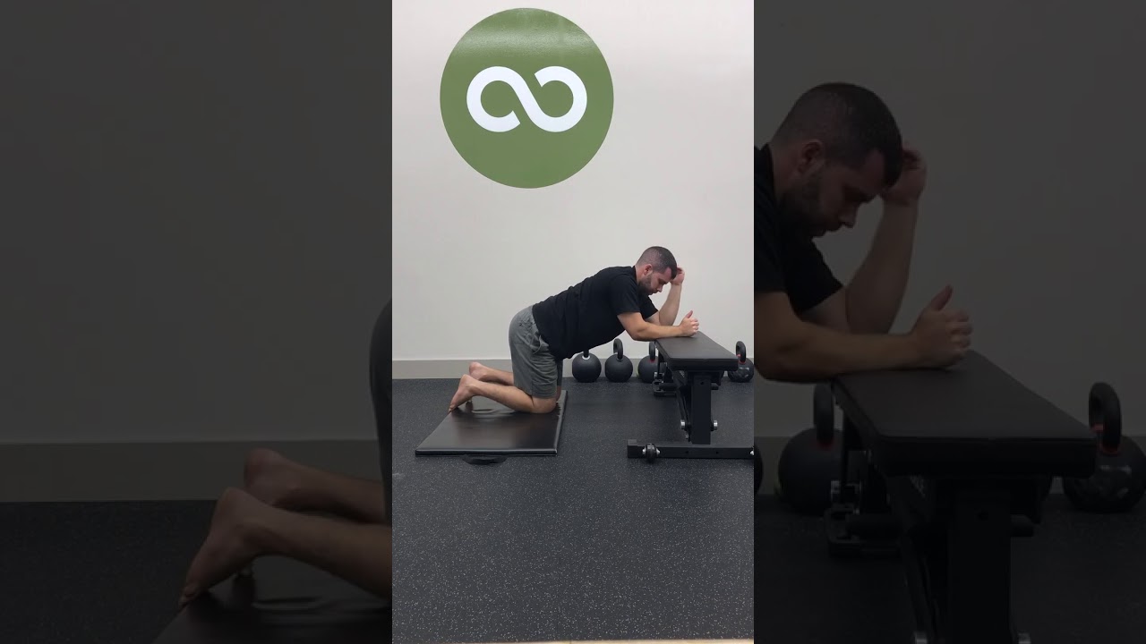 Kneeling overhead mobility with bench - YouTube