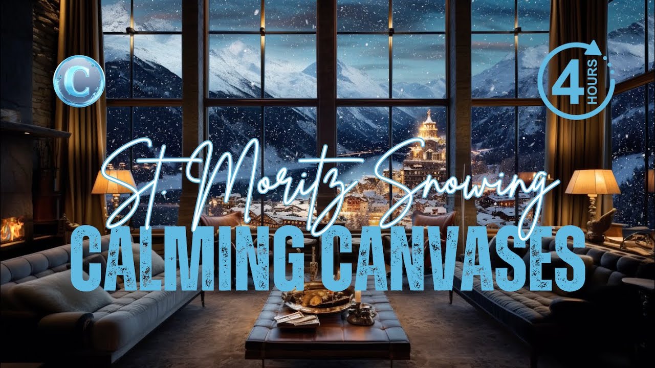 Cozy St. Moritz Chalet | Snowstorm & Fireplace ASMR | Calming Ambiance ...