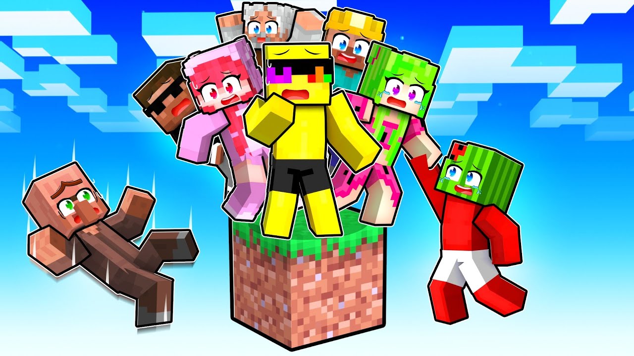 10 FRIENDS Stuck On ONE Block In Minecraft! - YouTube