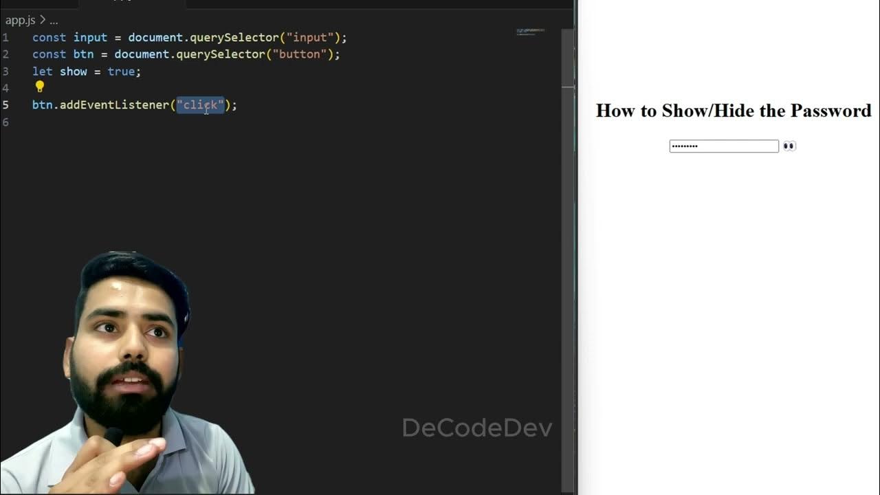 Learn How to Show/Hide Password using Javascript #htmlcssjavascript - YouTube