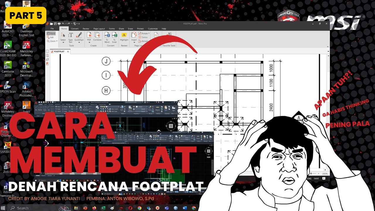 Cara Menggambar Denah Rencana Pondasi Footplat - YouTube