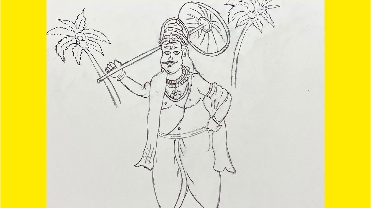 Mahabali drawing/how to draw Maveli/onam festival drawing - YouTube