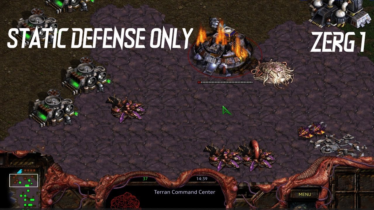 Starcraft 1 - Static Defense Only Challenge Run - Zerg Mission 1 ...