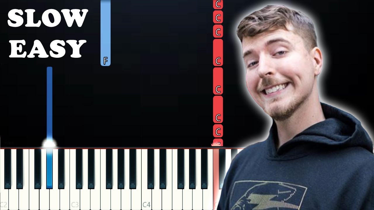 Mr Beast Song (SLOW EASY PIANO TUTORIAL) - YouTube