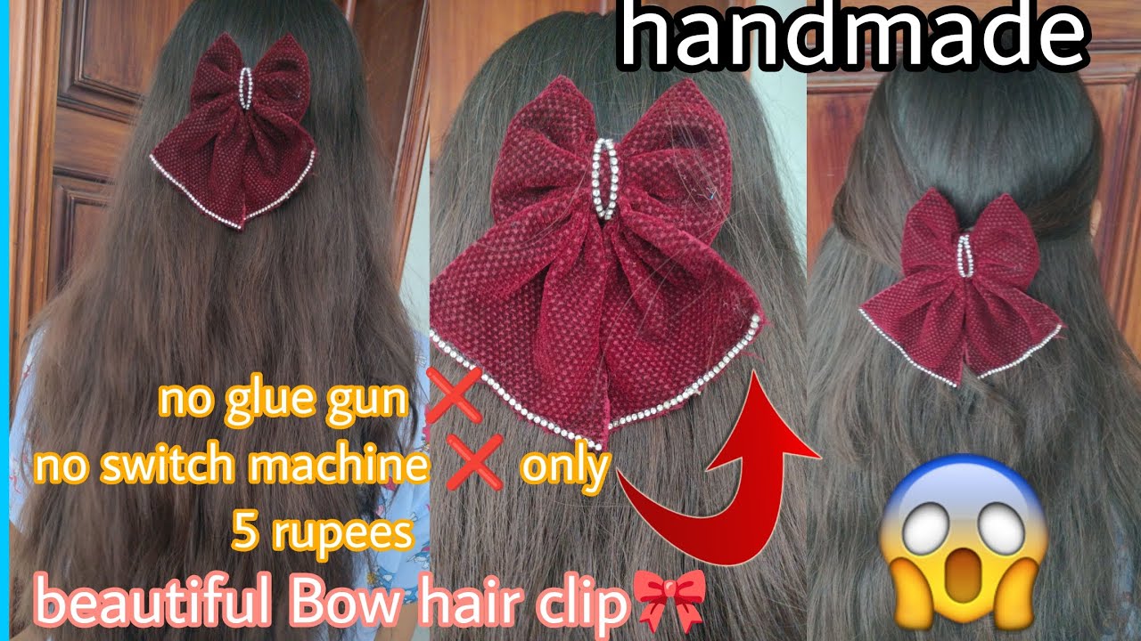 Beautiful tranding hair bow 🎀 clip making/ handmade Bow 🎀 hair clip ...
